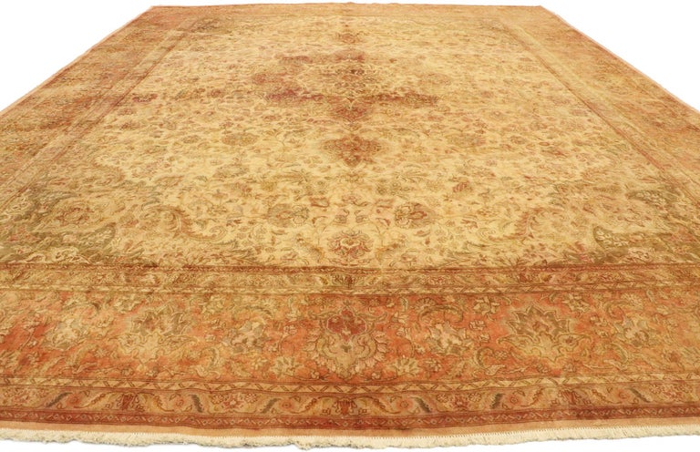 Vintage Persian Tabriz Rug with Rustic Mediterranean Tuscan Style For ...