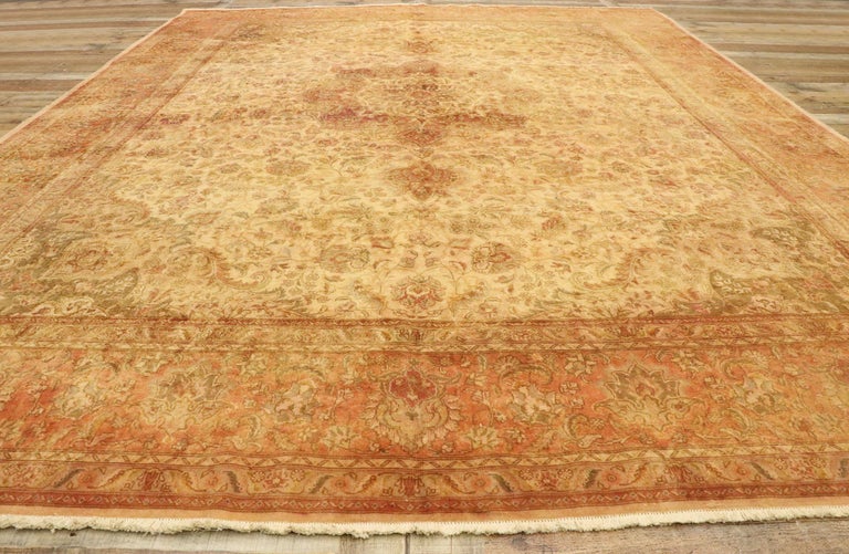 Vintage Persian Tabriz Rug with Rustic Mediterranean Tuscan Style For ...