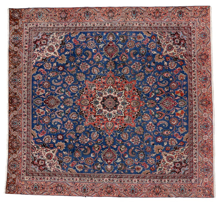 Vintage Persian Tabriz Rug with Traditional Style, Square Tabriz Rug ...