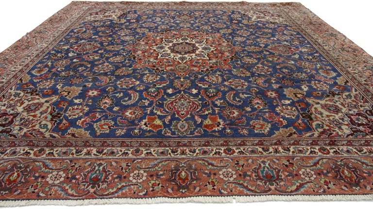 Vintage Persian Tabriz Rug with Traditional Style, Square Tabriz Rug at ...