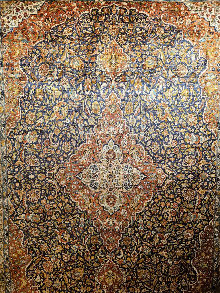 Vintage Persian Tabriz Silk Rug, 8’ 11” x 12’ 2” For Sale at 1stDibs