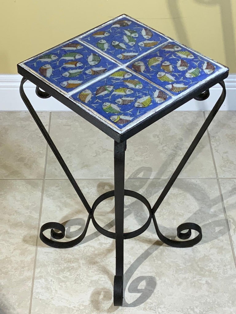 Vintage Persian Tile Side Table at 1stDibs