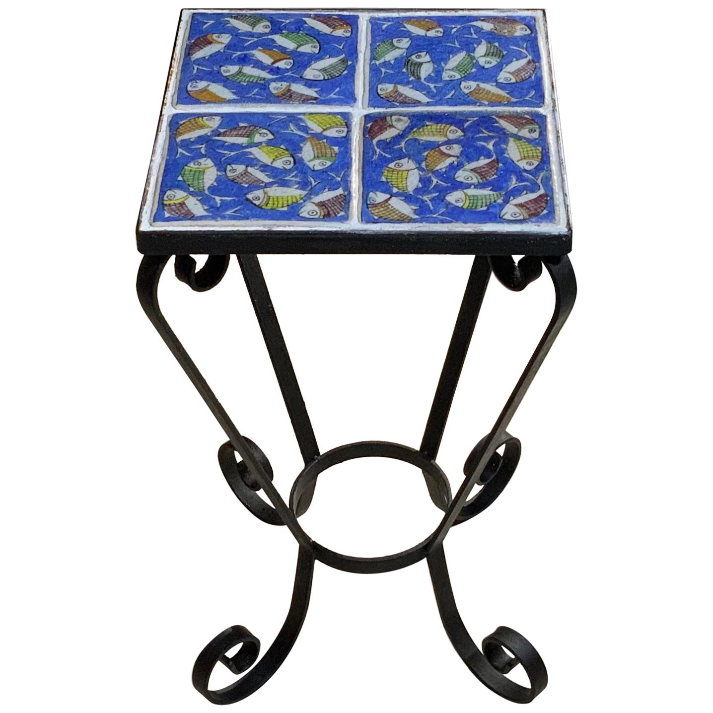 Vintage Persian Tile Side Table at 1stDibs