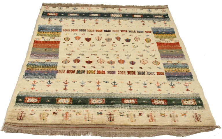 Vintage Persian Tribal Rug Gabbeh Design For Sale at 1stDibs
