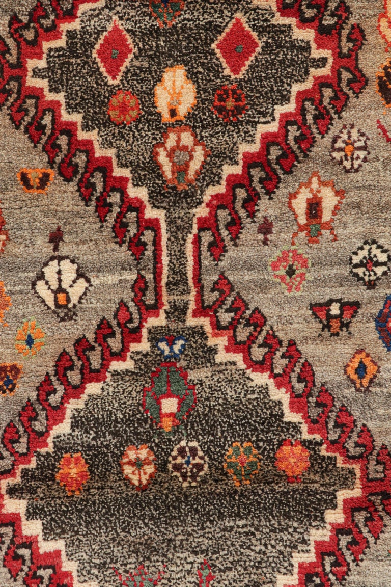 Vintage Persian Tribal Rug in Gray with Medallion Pattern For Sale at ...