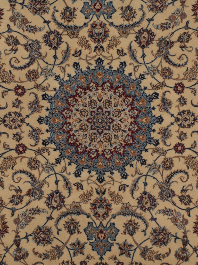 Vintage Persian Wool and Silk Nain Rug 4' x 6' For Sale at 1stDibs