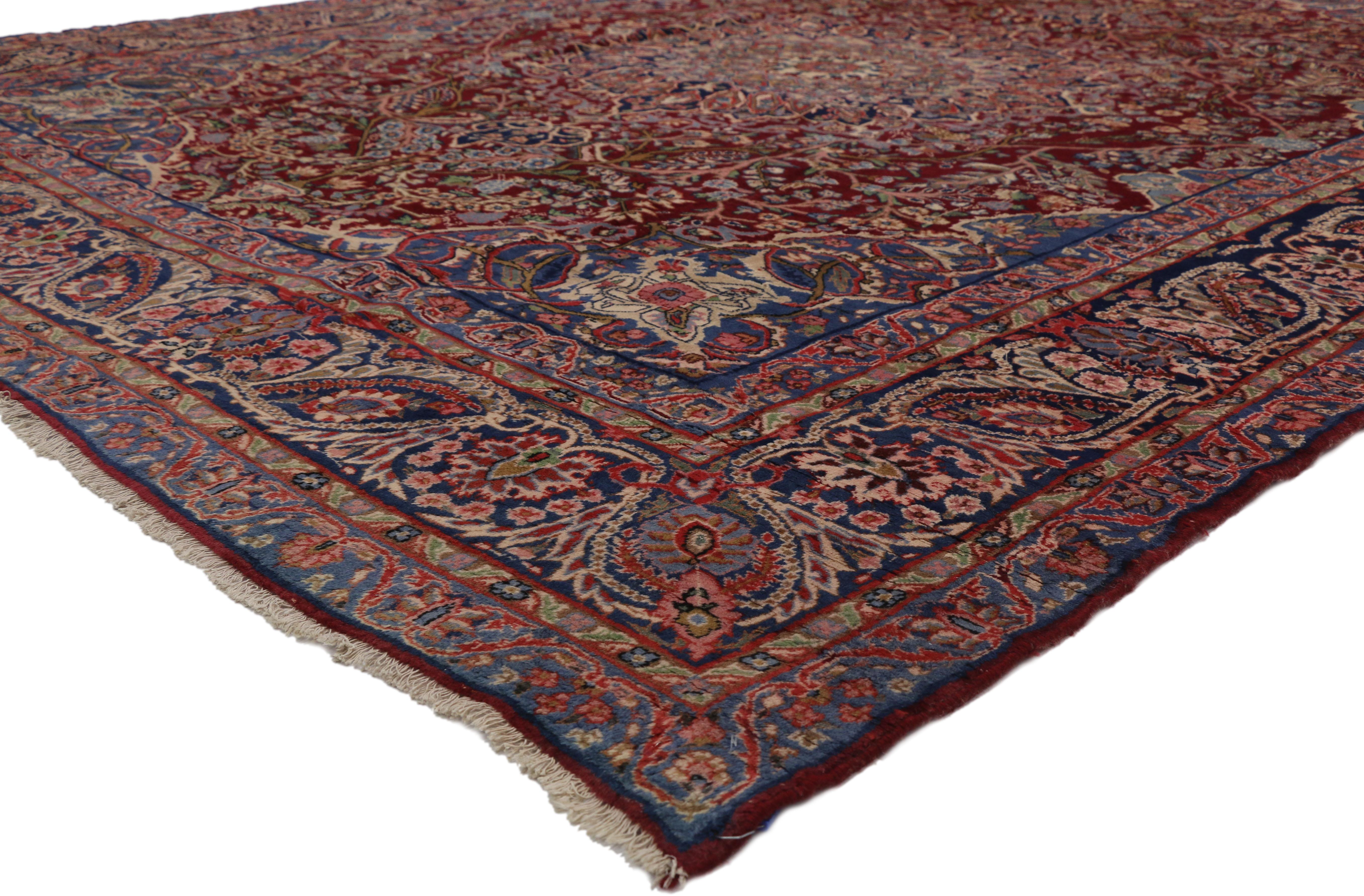 Vintage Persian Yazd Area Rug with Old World Baroque Regency Style at ...