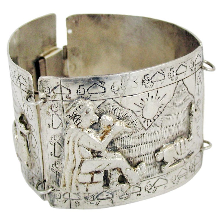 Vintage Peruvian Silver Bracelet from Industria Peruana, 1920s at 1stDibs