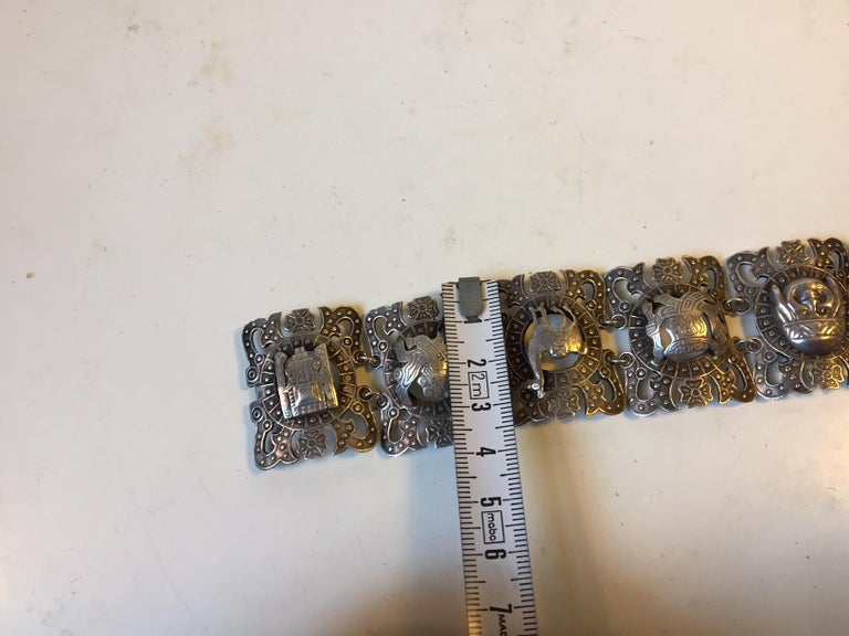 Vintage Peruvian Silver Panel Bracelet and Necklace with Inka Decor and ...