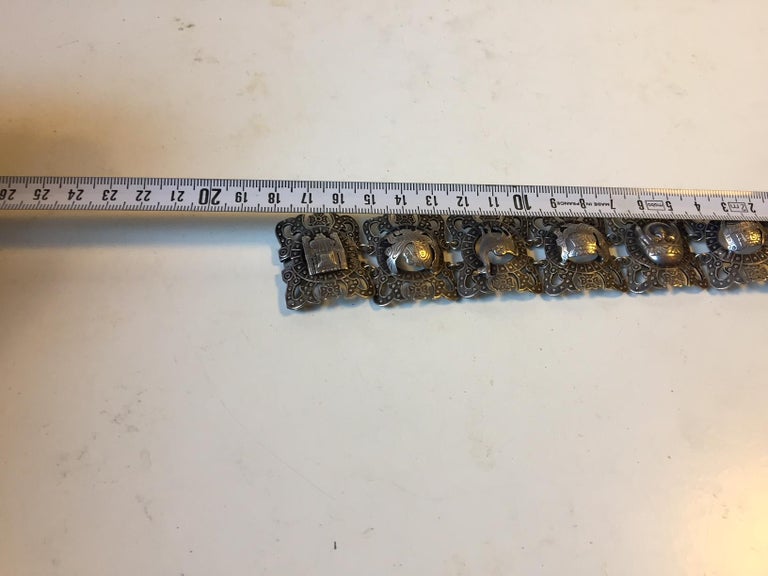 Vintage Peruvian Silver Panel Bracelet and Necklace with Inka Decor and ...