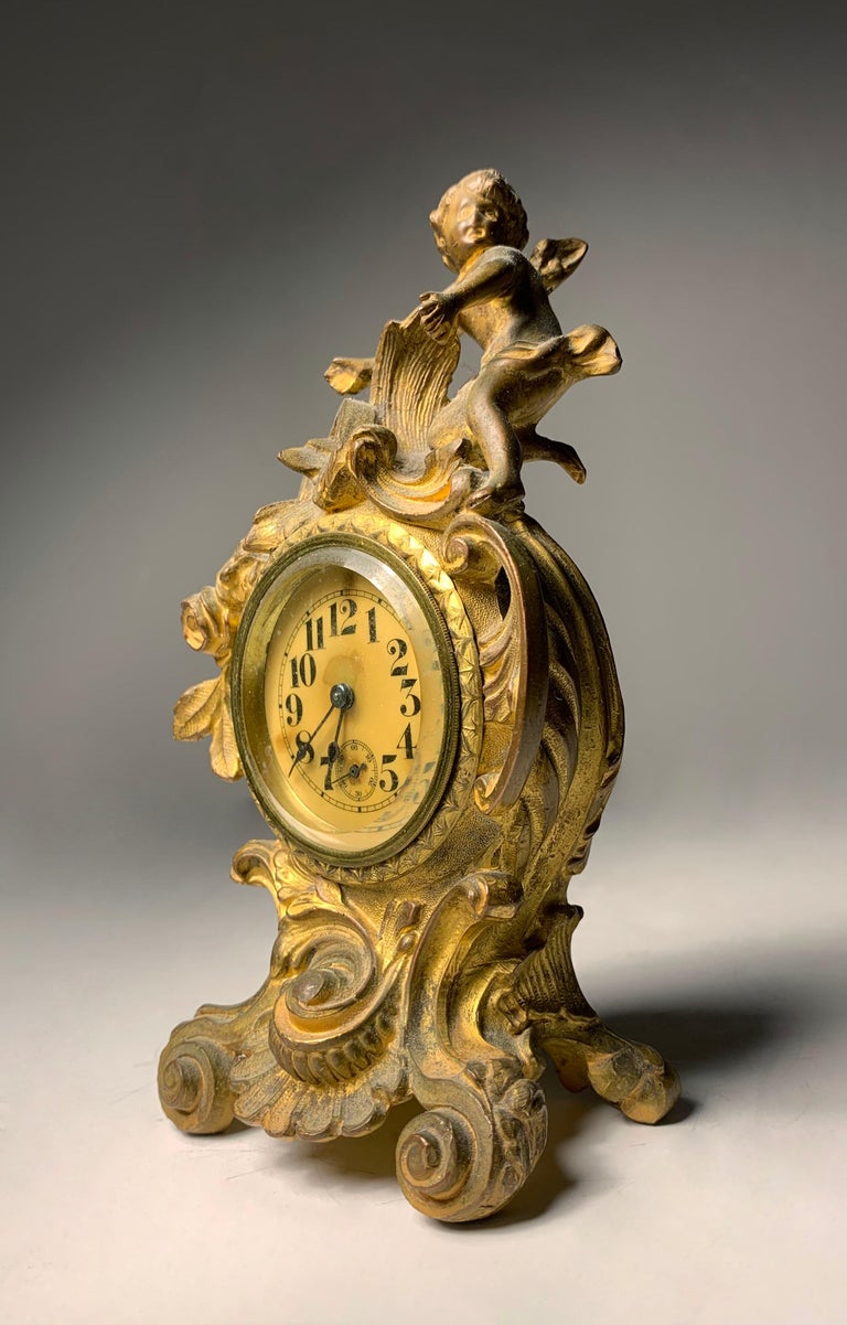 Vintage Petite French Bronze Cherub Ormolu Rococo Louis XV Style Clock ...