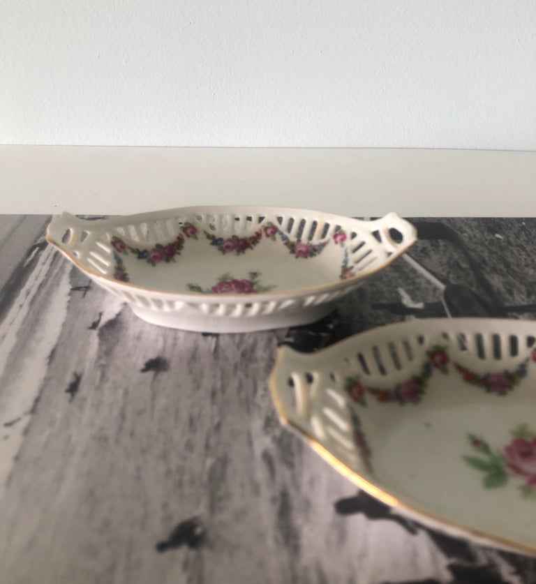 Vintage Petite German Bone China Candy Dishes Pierced Rims with ...