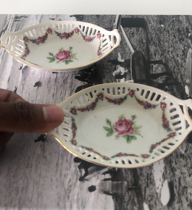 Vintage Petite German Bone China Candy Dishes Pierced Rims with ...