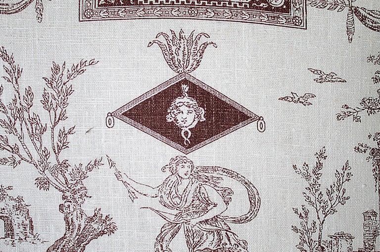 Vintage Petite Wing Chair Upholstered in Brown Toile Fabric at 1stDibs ...