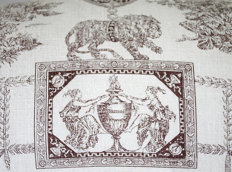 Vintage Petite Wing Chair Upholstered in Brown Toile Fabric at 1stDibs ...