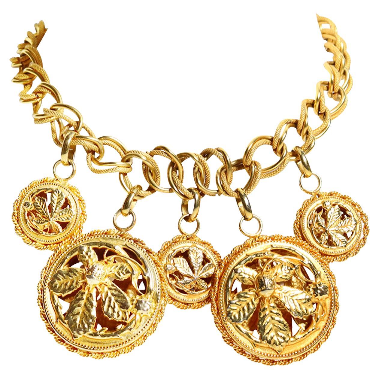 Vintage Phillipe Farrandis Dangling Disc Necklace, Circa 1980s at 1stDibs