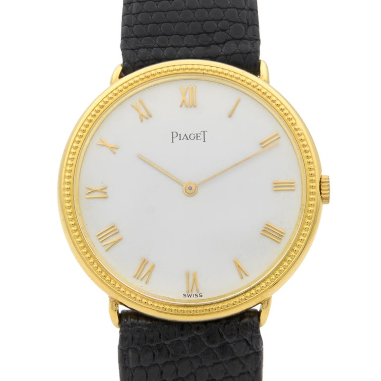 Vintage Piaget 18 Karat Yellow Gold White Dial Manual Wind Men's Watch ...
