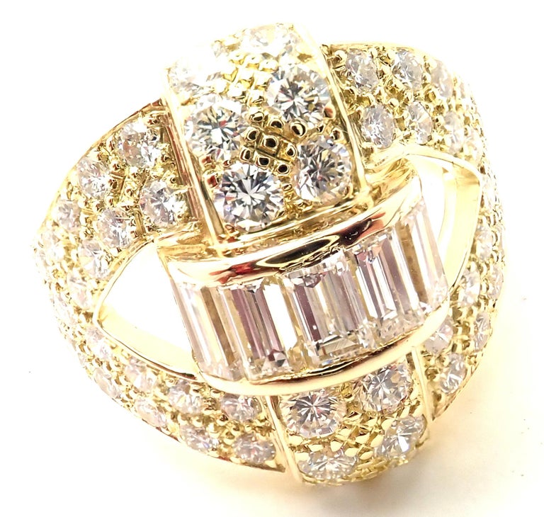 Vintage Piaget 3ct Diamond Yellow Gold Cocktail Ring For Sale at 1stDibs
