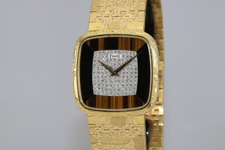Vintage Piaget Diamond, Tiger’s Eye and Onyx Yellow Gold Wristwatch at ...