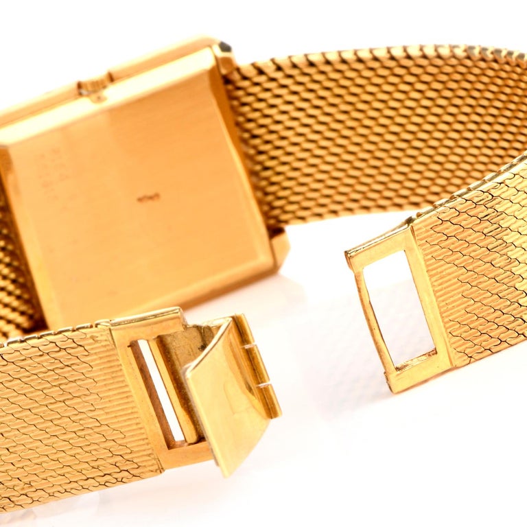 Vintage Piaget Onyx Rectangle 18 Karat Yellow Gold Unisex Watch For ...