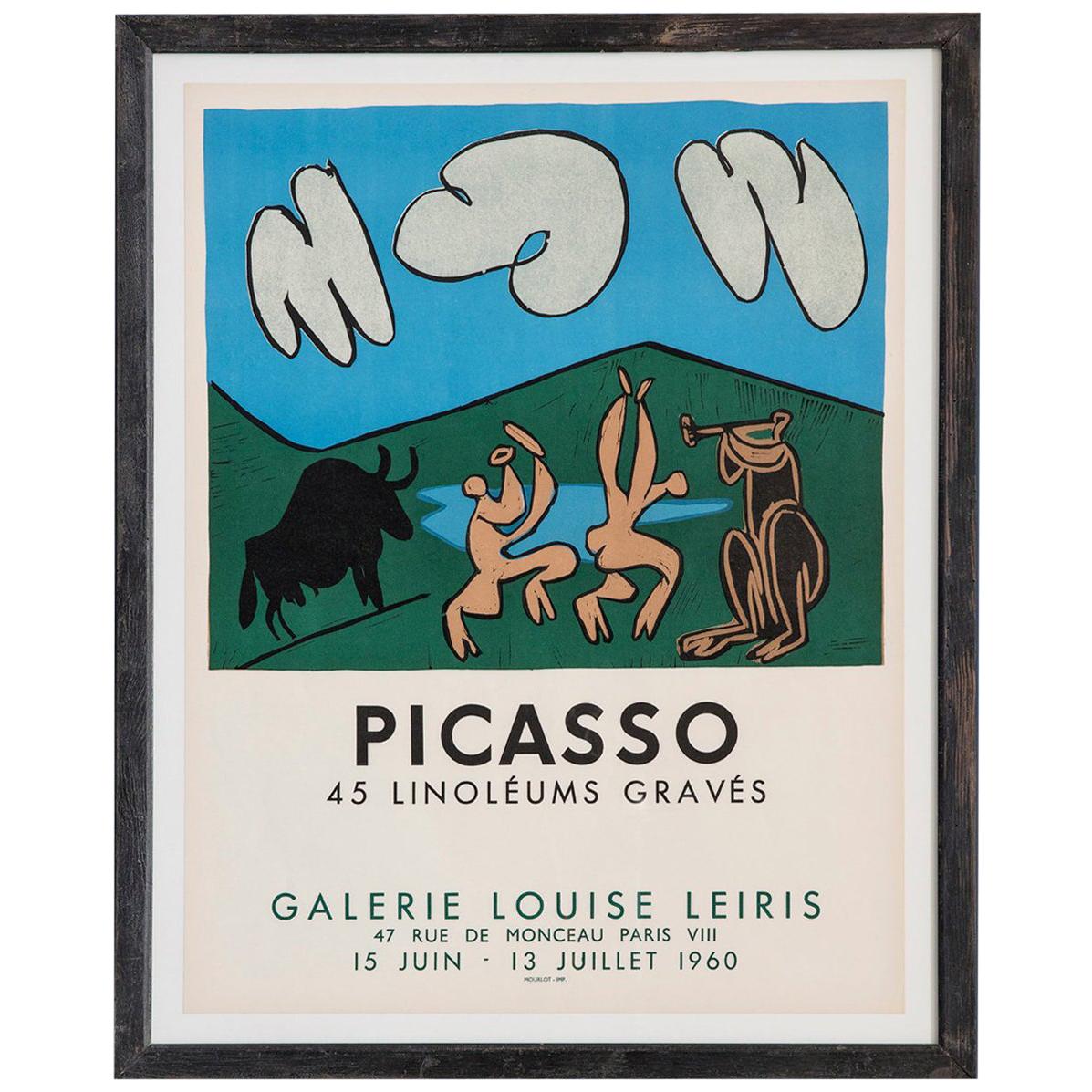 Vintage Picasso Exhibition Poster 45 Linoléums Gravés At 1stdibs