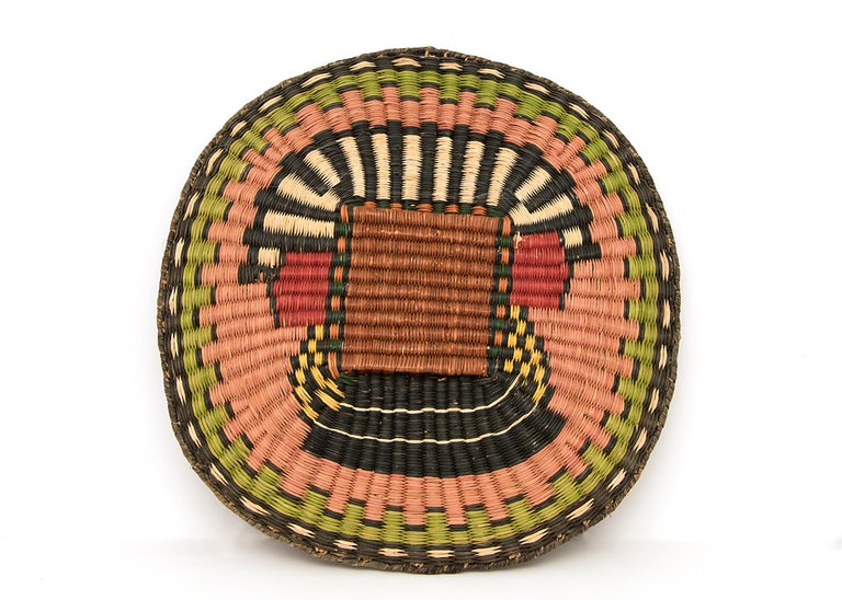 Vintage Pictorial Hopi Wicker Plaque, Native American Basketry at 1stDibs