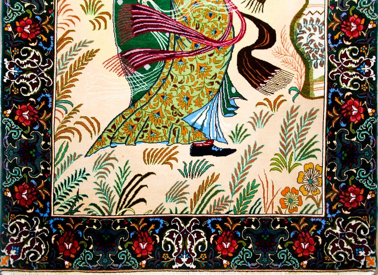 Vintage Pictorial Tabriz Rug For Sale at 1stDibs