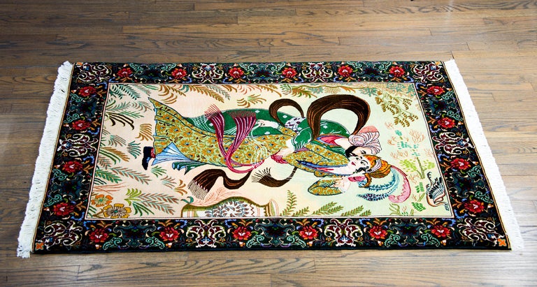 Vintage Pictorial Tabriz Rug For Sale at 1stDibs