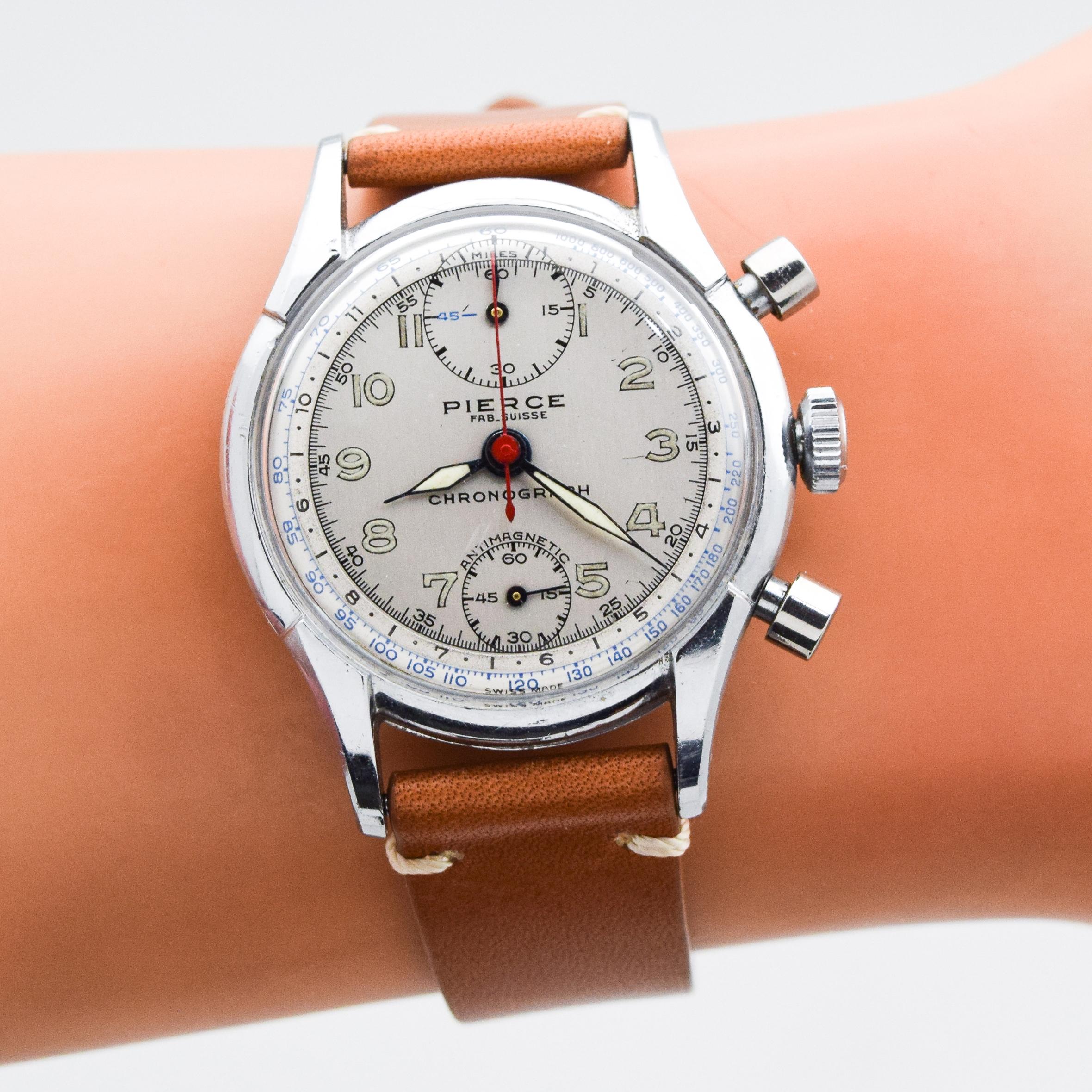 Vintage Pierce Chronograph 2-Register Wristwatch, 1950s at 1stDibs ...