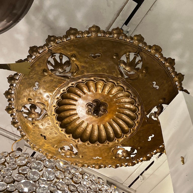 Vintage Pierced Metal Light Fixture For Sale at 1stDibs