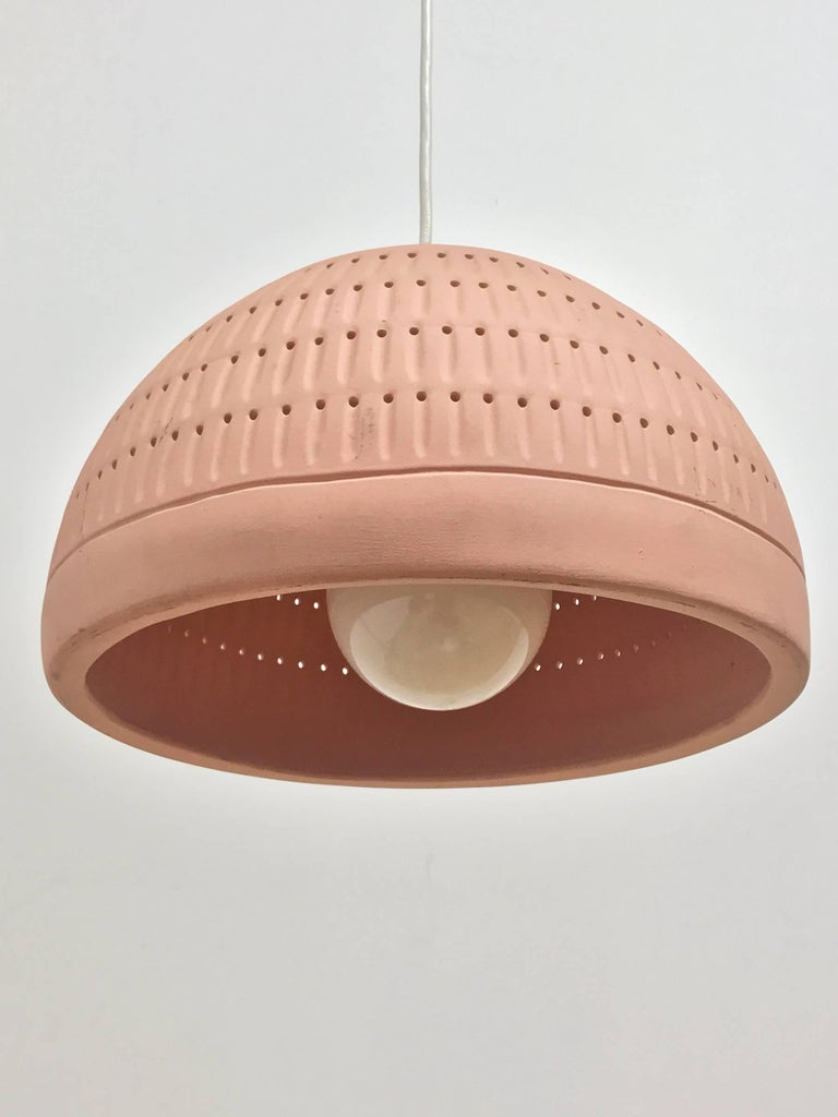 Vintage Pierced Terracotta Pendant Lamp, 1980s at 1stDibs