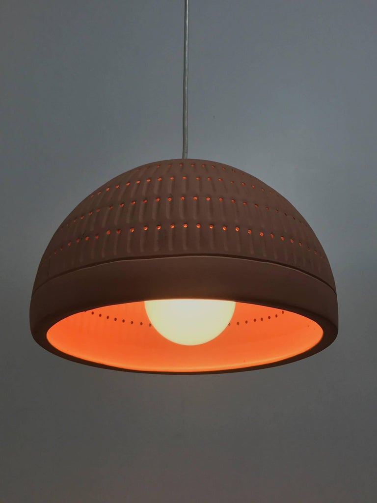 Vintage Pierced Terracotta Pendant Lamp, 1980s at 1stDibs