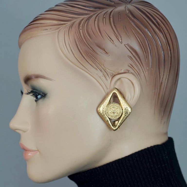 Vintage PIERRE BALMAIN Diamond Coin Earrings For Sale at 1stDibs