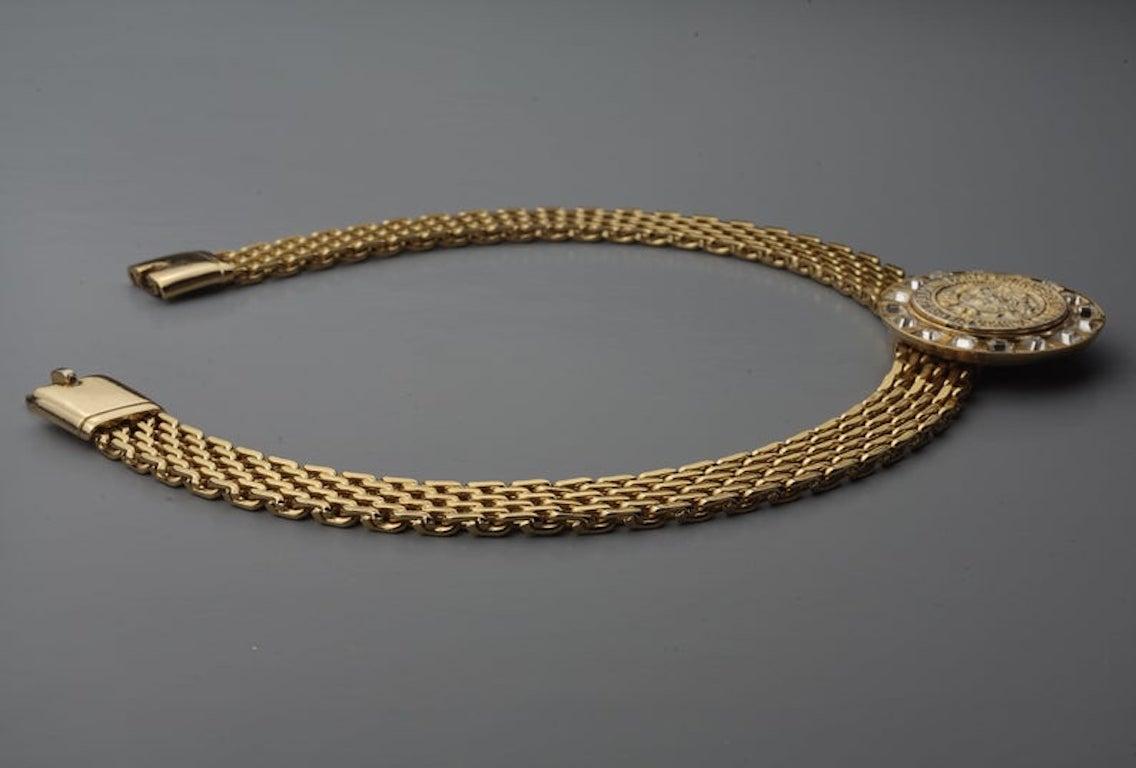 Vintage PIERRE BALMAIN Medallion Crest Rhinestone Necklace at 1stDibs ...