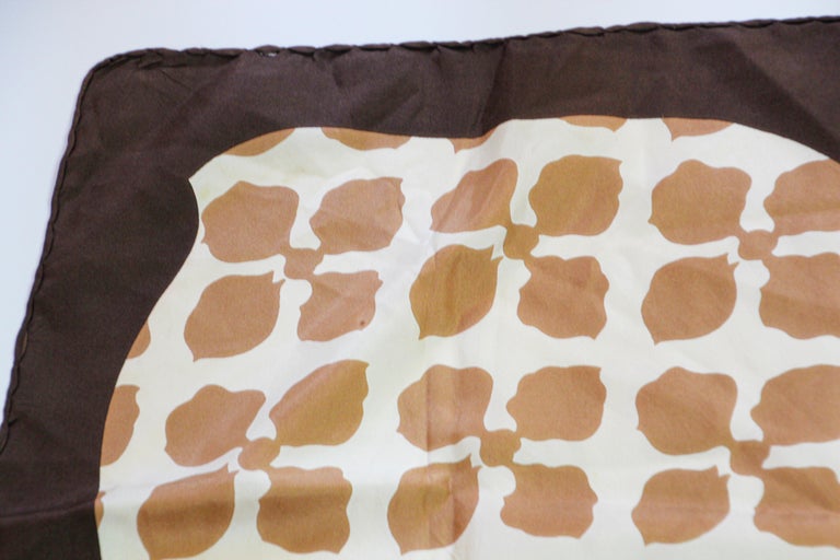 Vintage Pierre Balmain Paris Brown Silk Scarf at 1stDibs