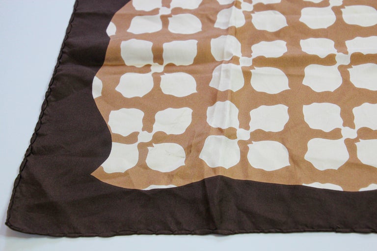 Vintage Pierre Balmain Paris Brown Silk Scarf at 1stDibs