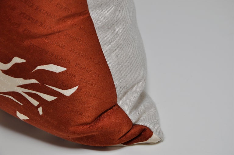 Vintage Pierre Balmain Silk Scarf with Irish Linen Cushion Pillow Bonze ...