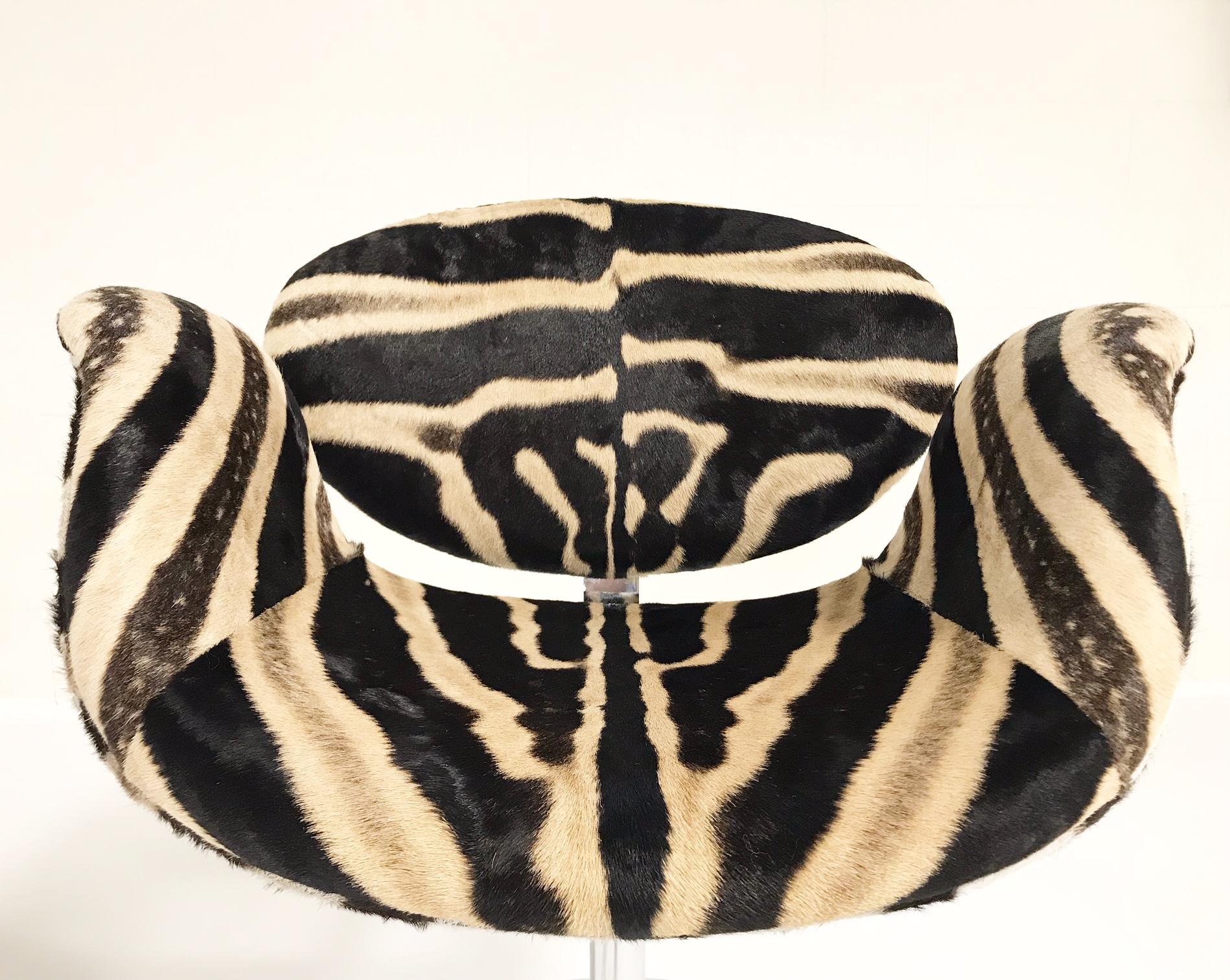 Vintage Pierre Paulin Tulip Bar Stools Restored in Zebra Hide, Set of ...