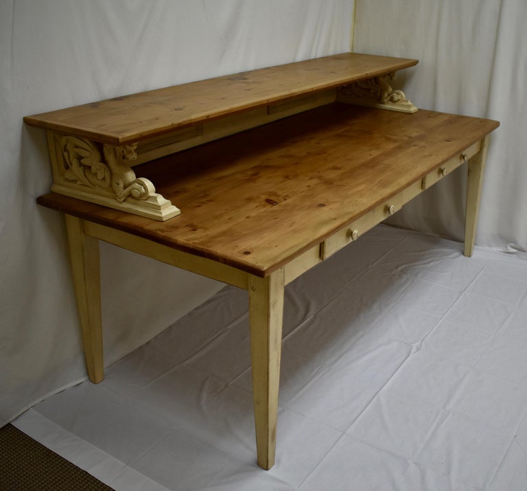 Vintage Pine and Hardwood "Partner's" Writing Desk For Sale at 1stdibs