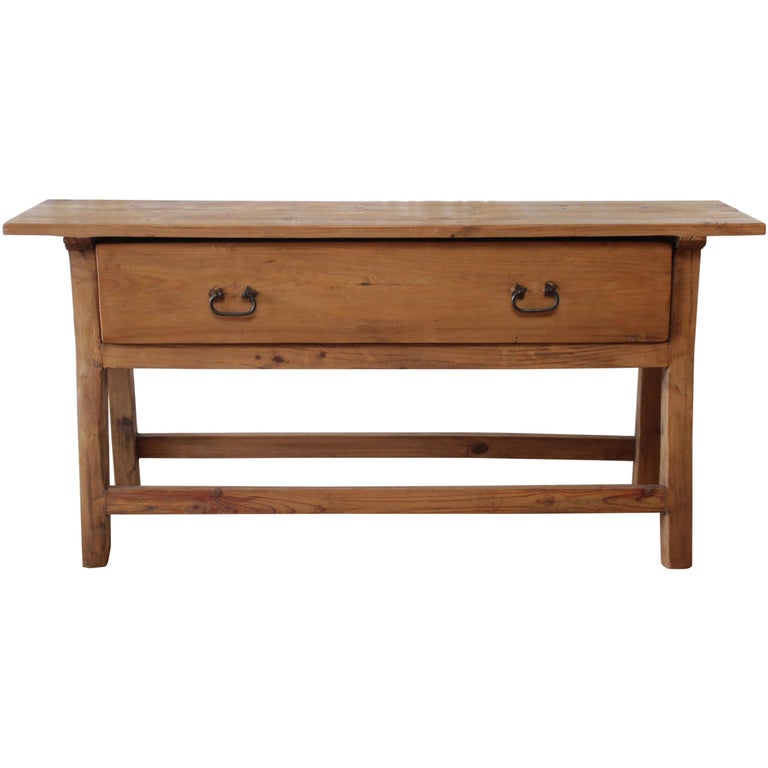 Vintage Pine Console Table with Drawer at 1stDibs