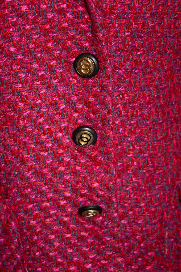 Vintage Pink and Red Tweed Jacket For Sale at 1stDibs