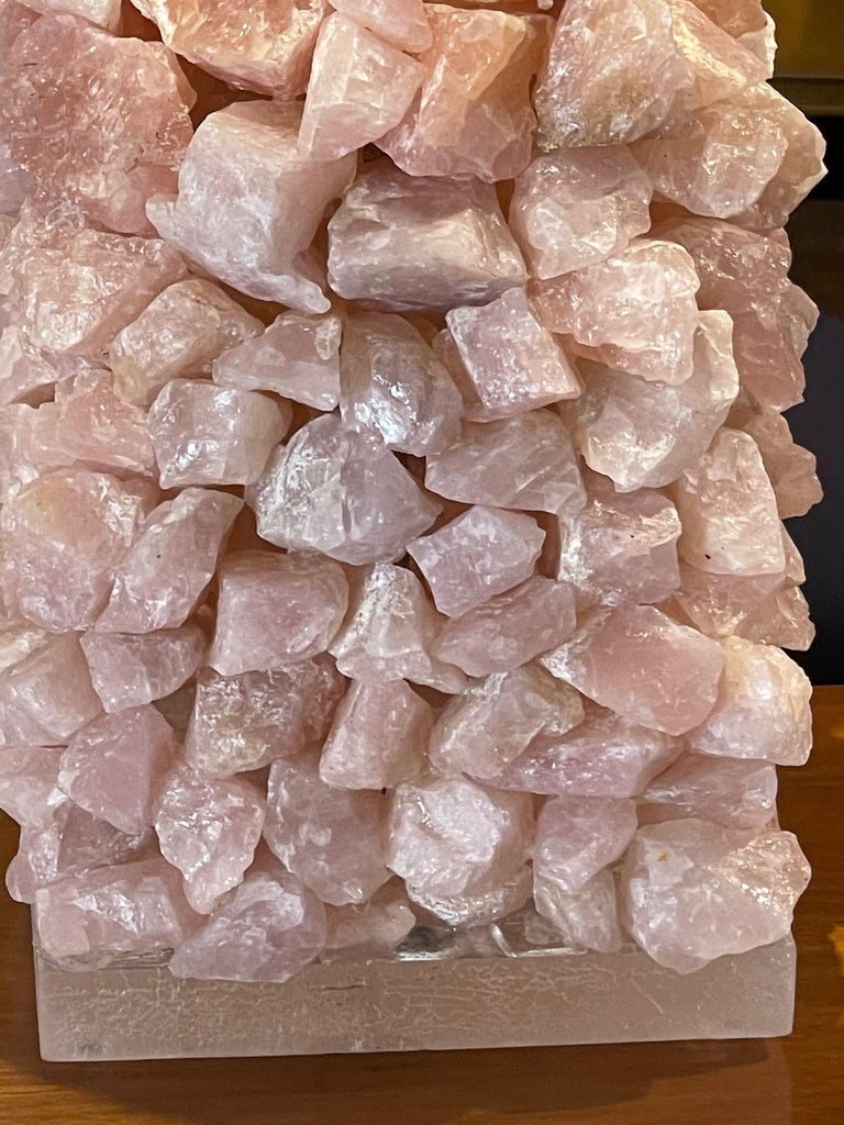 Vintage Pink Quartz Sculpture Lamps For Sale at 1stDibs