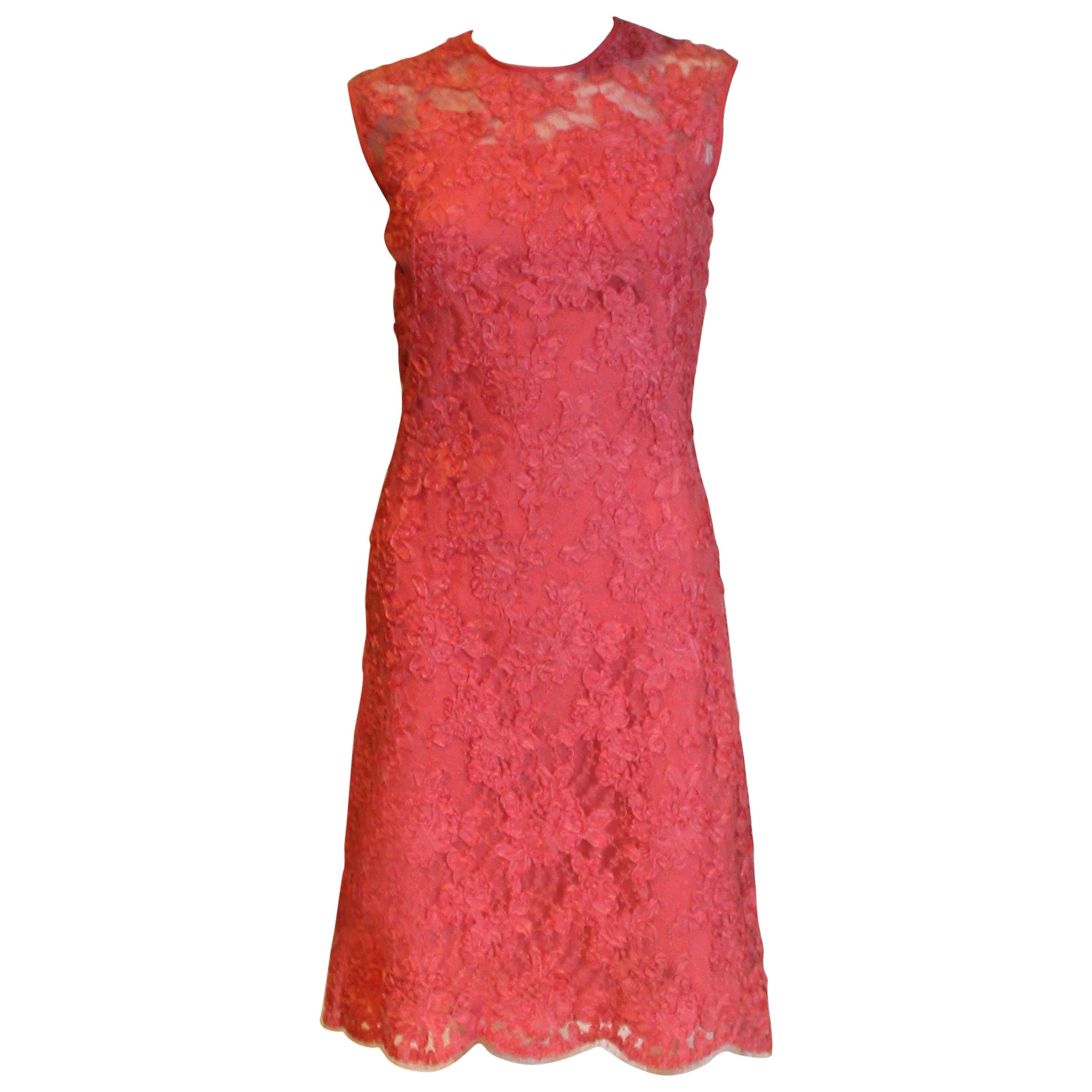 Vintage Pink Ribbon Cocktail Dress By Wendy For Sale at 1stDibs