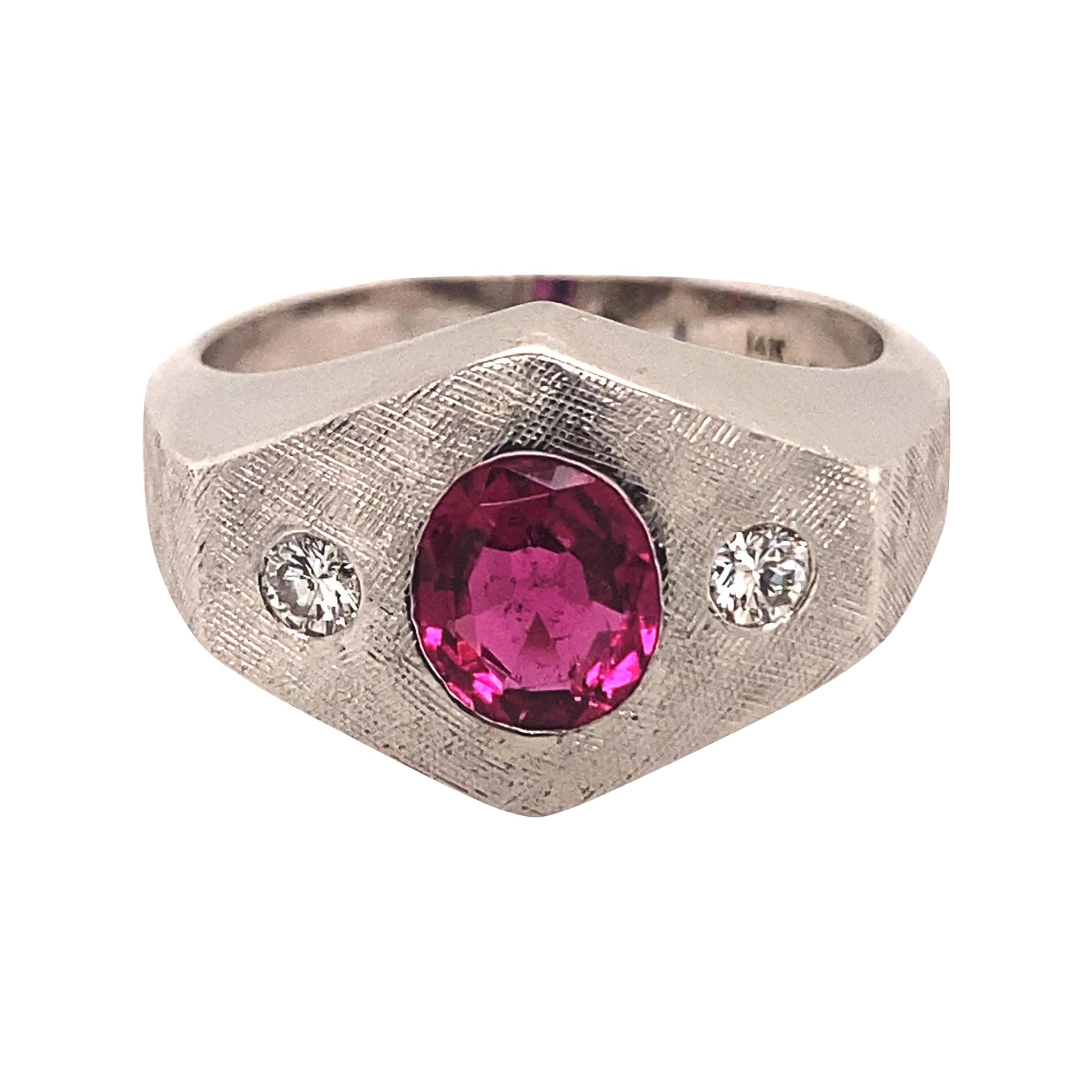 Men's Brushed 14kt Yellow Gold, Black Onyx Brutalist Ring w/ 3 pt ...