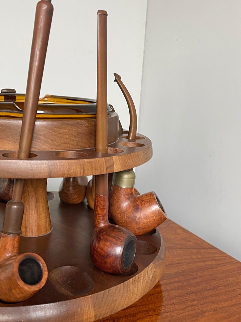 Vintage Pipe Stand / Midcentury Table Pipe Carousel with Ashtray and ...