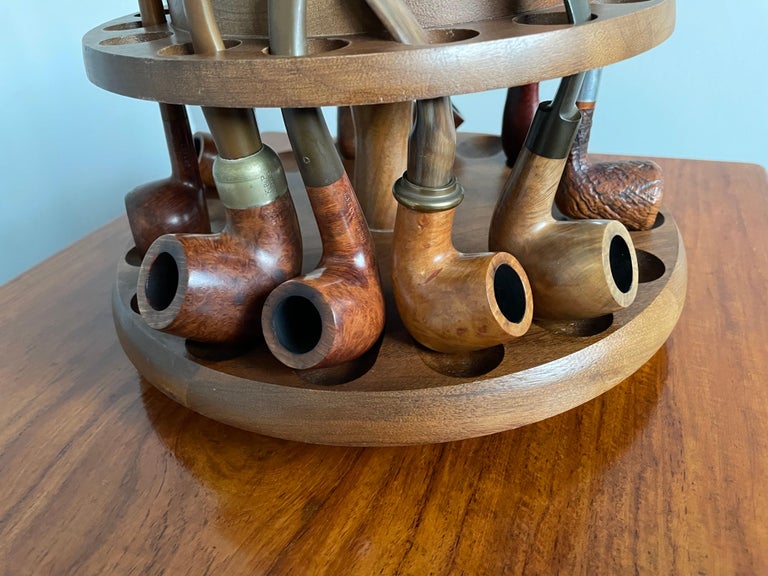 Vintage Pipe Stand / Midcentury Table Pipe Carousel with Ashtray and ...