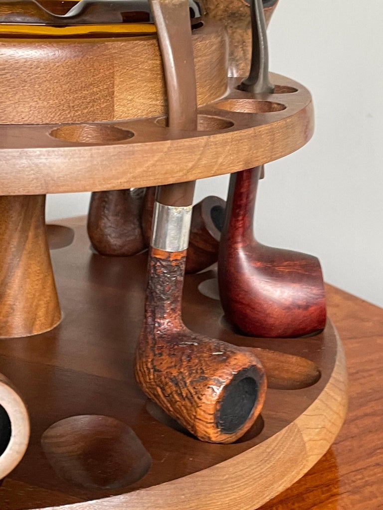 Vintage Pipe Stand / Midcentury Table Pipe Carousel with Ashtray and ...