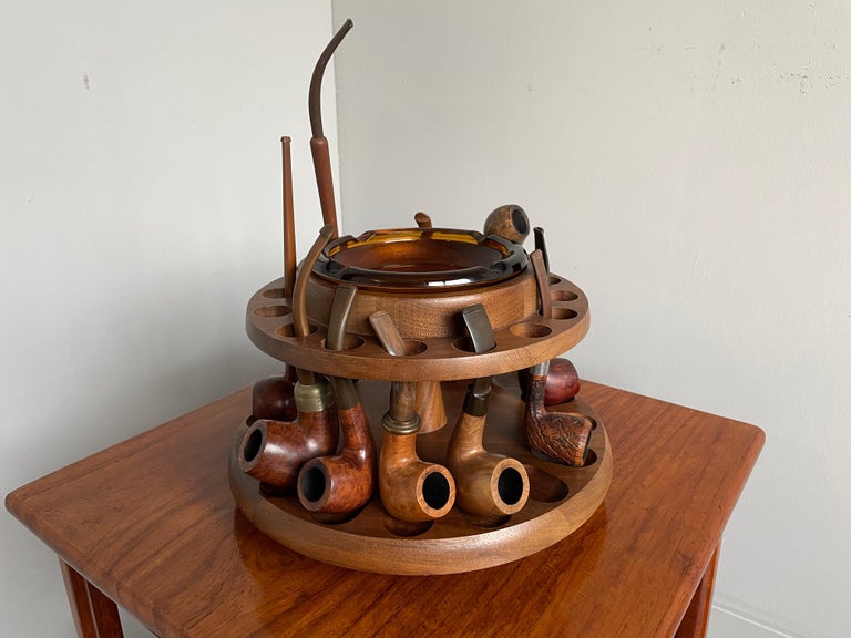Vintage Pipe Stand / Midcentury Table Pipe Carousel with Ashtray and ...