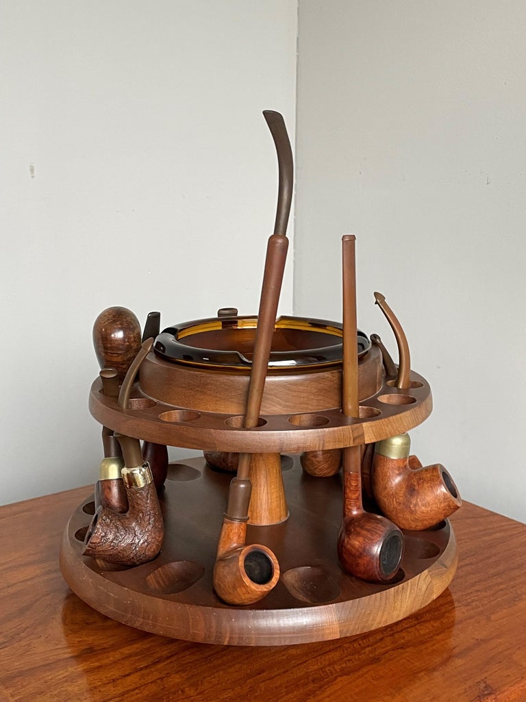 Vintage Pipe Stand / Midcentury Table Pipe Carousel with Ashtray and ...