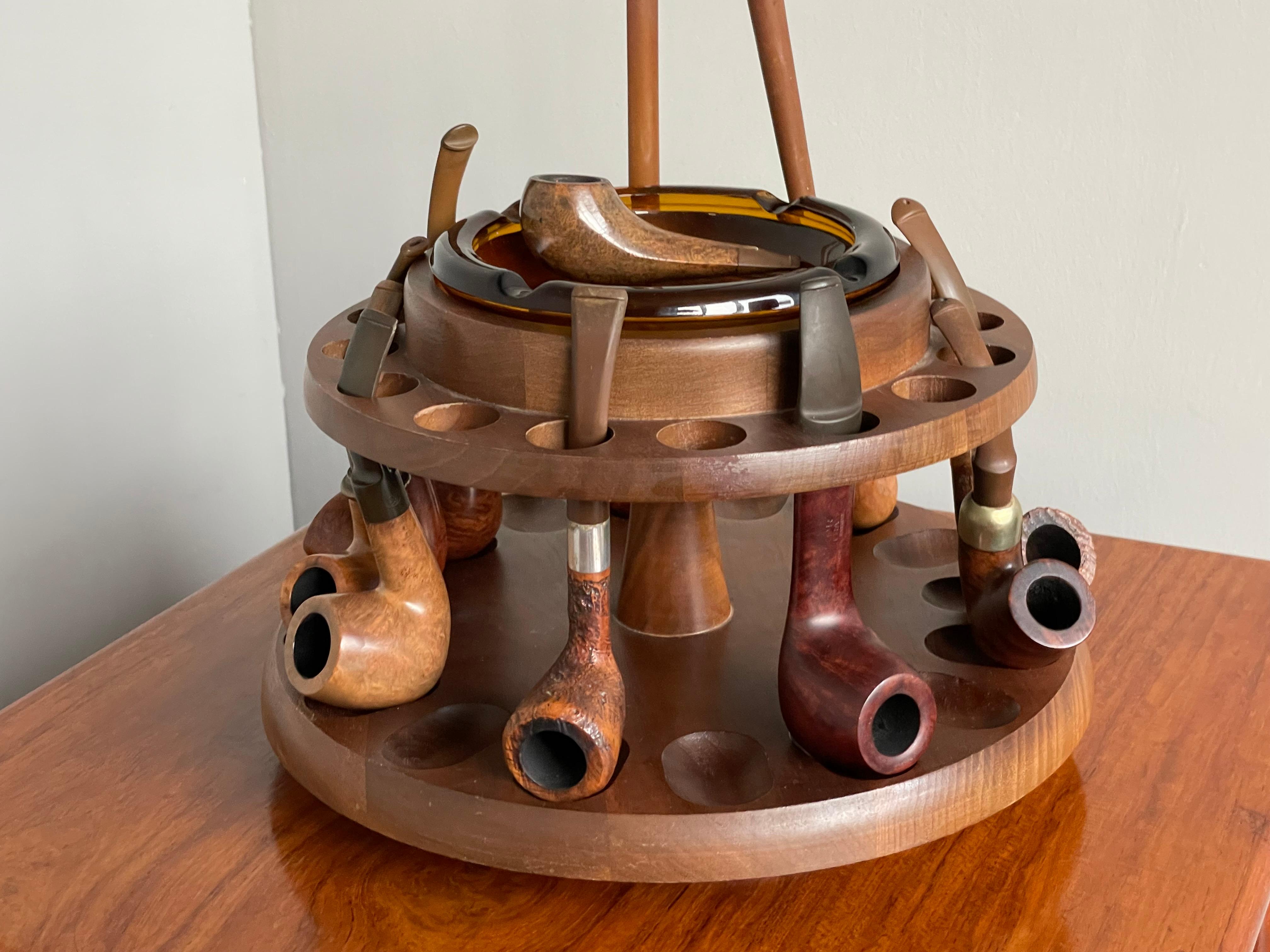 Vintage Pipe Stand / Midcentury Table Pipe Carousel with Ashtray and ...